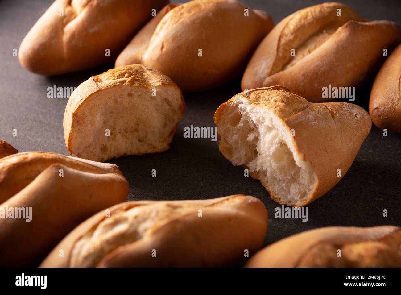 Bolillos. Traditional mexican bakery. White bread commonly used to ...