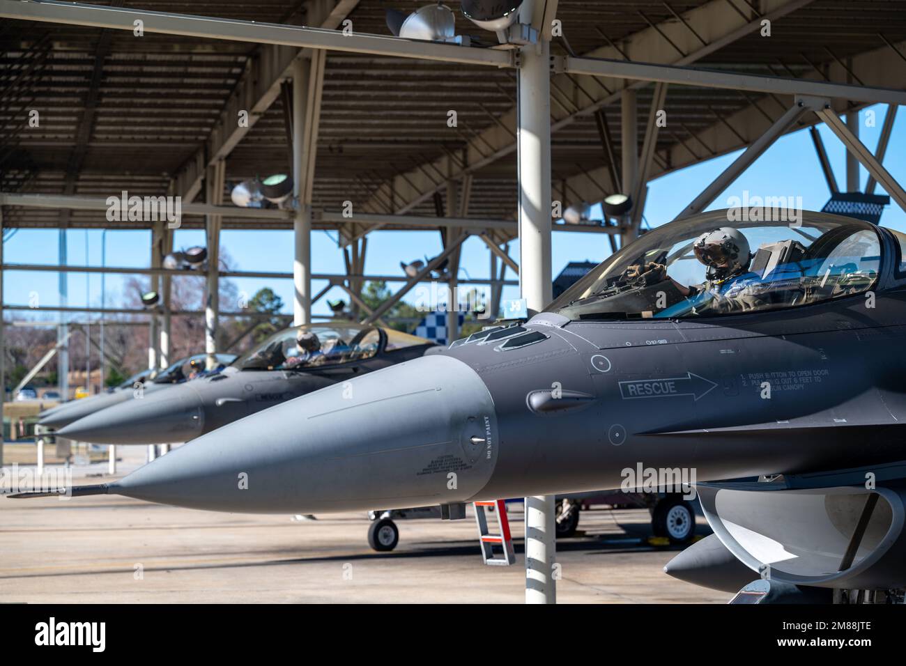 U.S. Air Force pilots assigned to the 55th Fighter Squadron perform pre ...