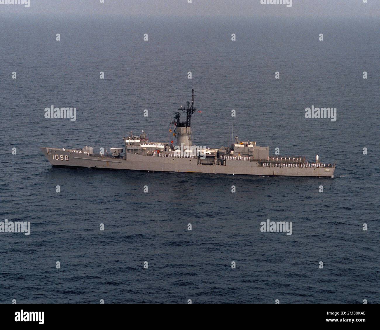 A port beam view of the frigate USS AINSWORTH (FF 1090) underway. Base ...
