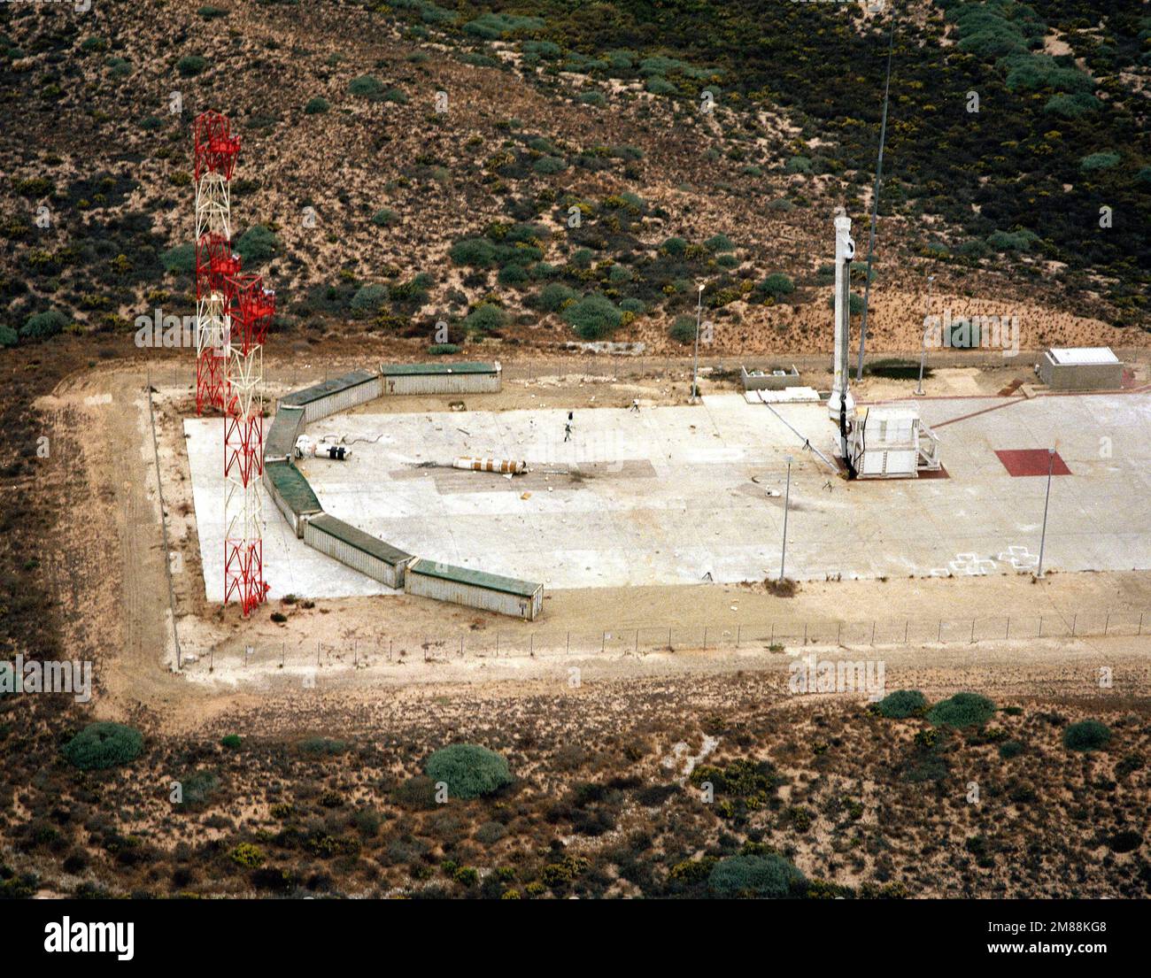 An aerial view of Test Pad No. 1 following a test of the canister ...