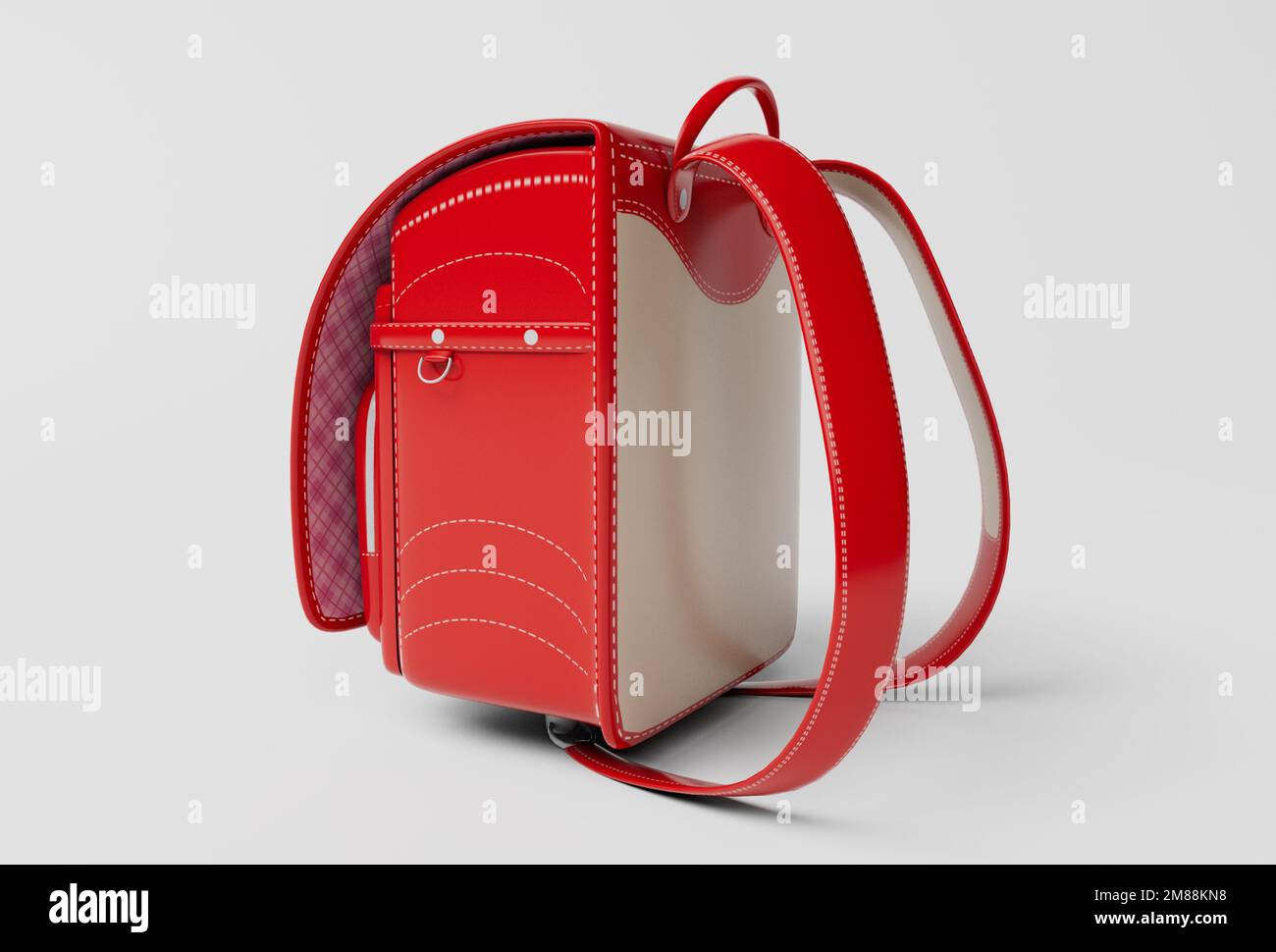 3d illustration red school backpack Isolated on White Background Stock ...