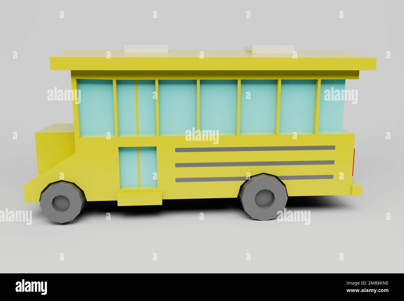 3d illustration yellow school bus on white background Stock Photo - Alamy