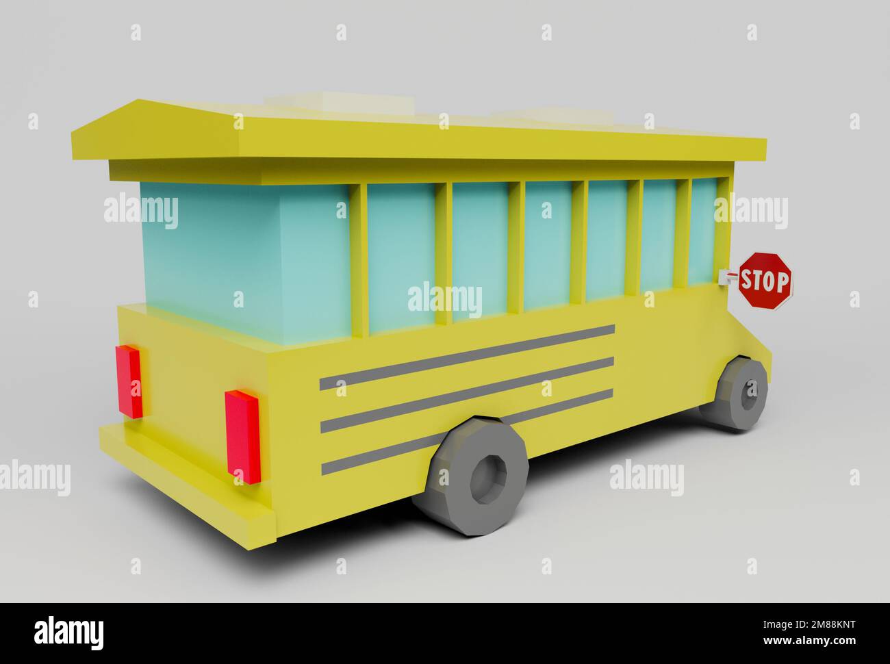 3d illustration yellow school bus on white background Stock Photo - Alamy