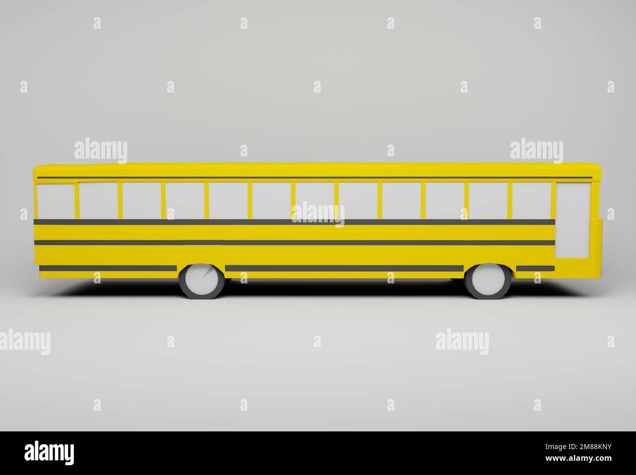 3d illustration yellow school bus on white background Stock Photo - Alamy