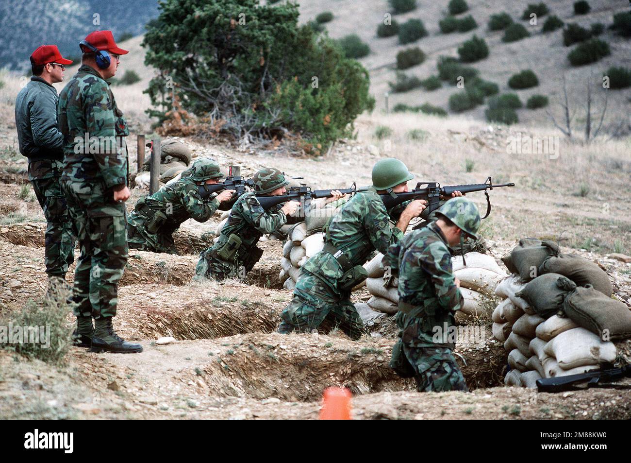 During firing training, Air Force students practice firing the M-16 ...