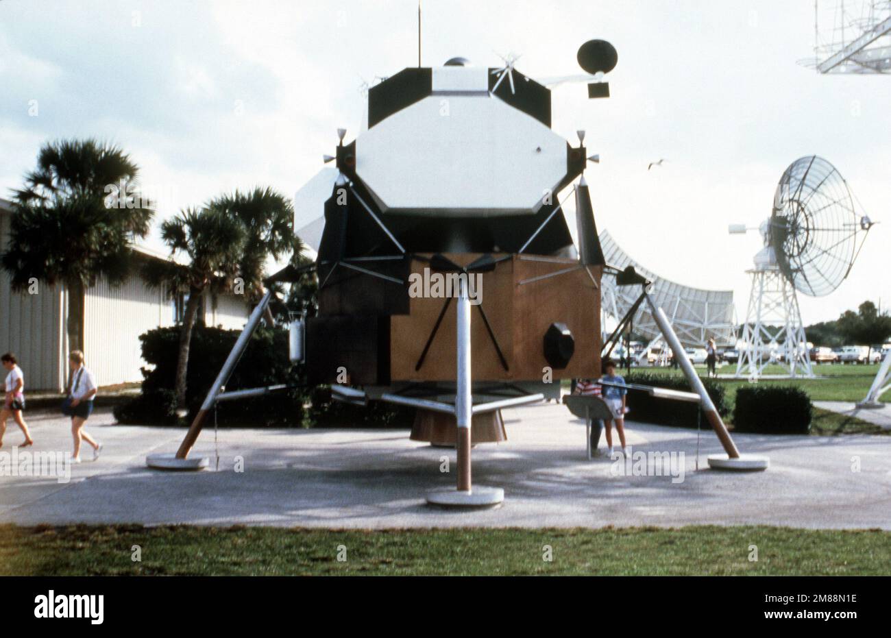 A close-up view of the lunar excursion module on display at the ...