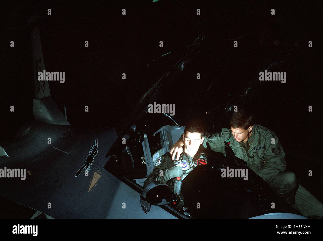 1LT Dean Weathers, the pilot of a 526th Tactical Fighter Squadron F-16C ...