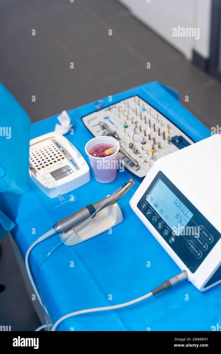Dental clinic, machines and utensils before the operation in the dental ...