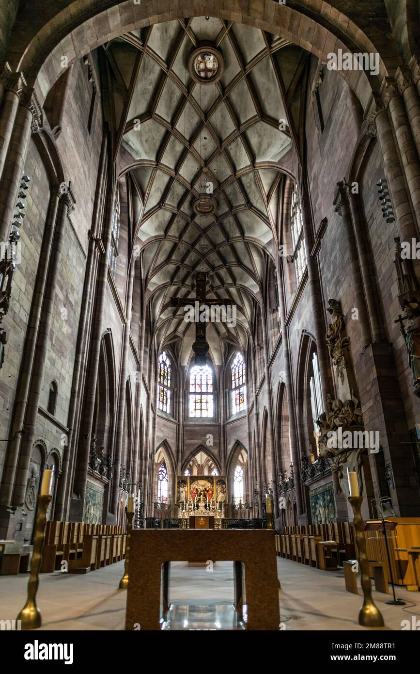 Freiburg Cathedral, interior view, Freiburg im Breisgau, Black Forest ...