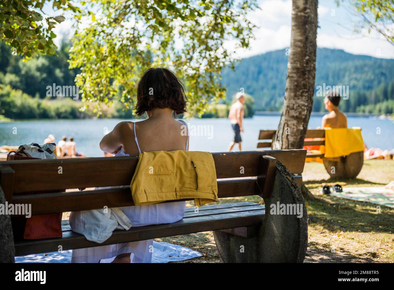 Bathing area in Seebrugg, Schluchsee, Black Forest, Baden-Württemberg ...