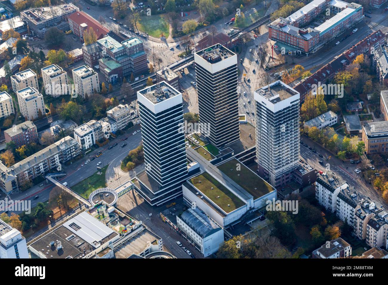 Aerial view of the Mundsburg high-rises, architecture, high-rise ...