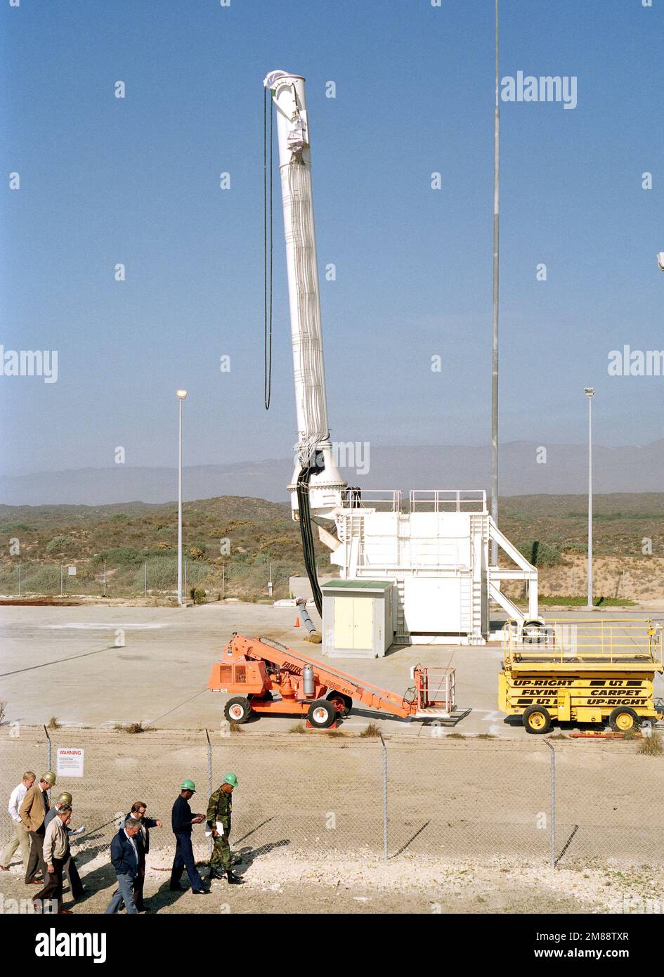 A view of the simulator at Test Pad No. 1 after it has been raised for ...
