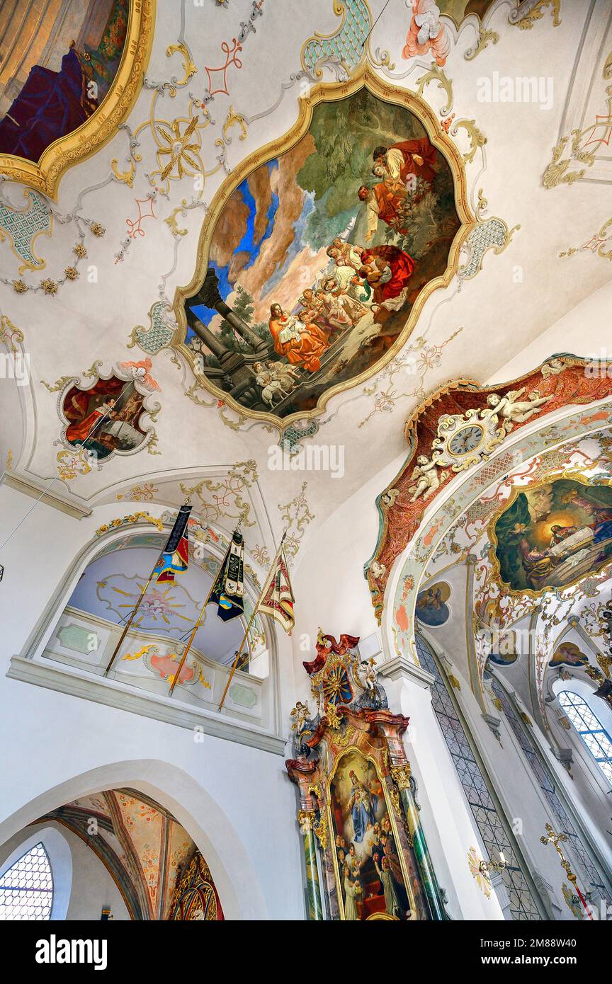 Ceiling frescoes, Holy Trinity Parish Church in Sulzberg, Allgäu ...