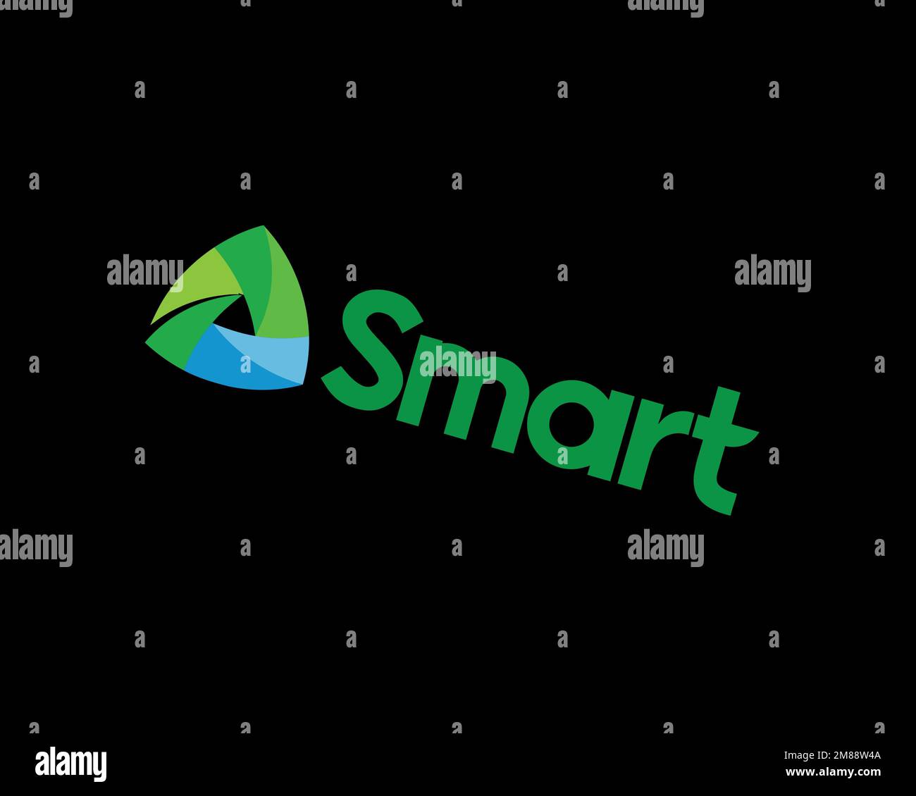 Smart Communications, rotated logo, black background B Stock Photo - Alamy