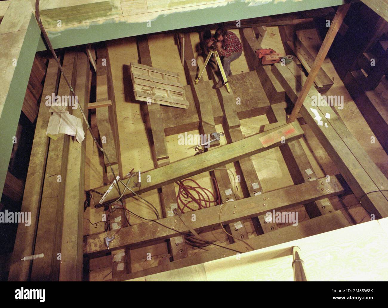 The sweepgear steering room under construction aboard the mine ...