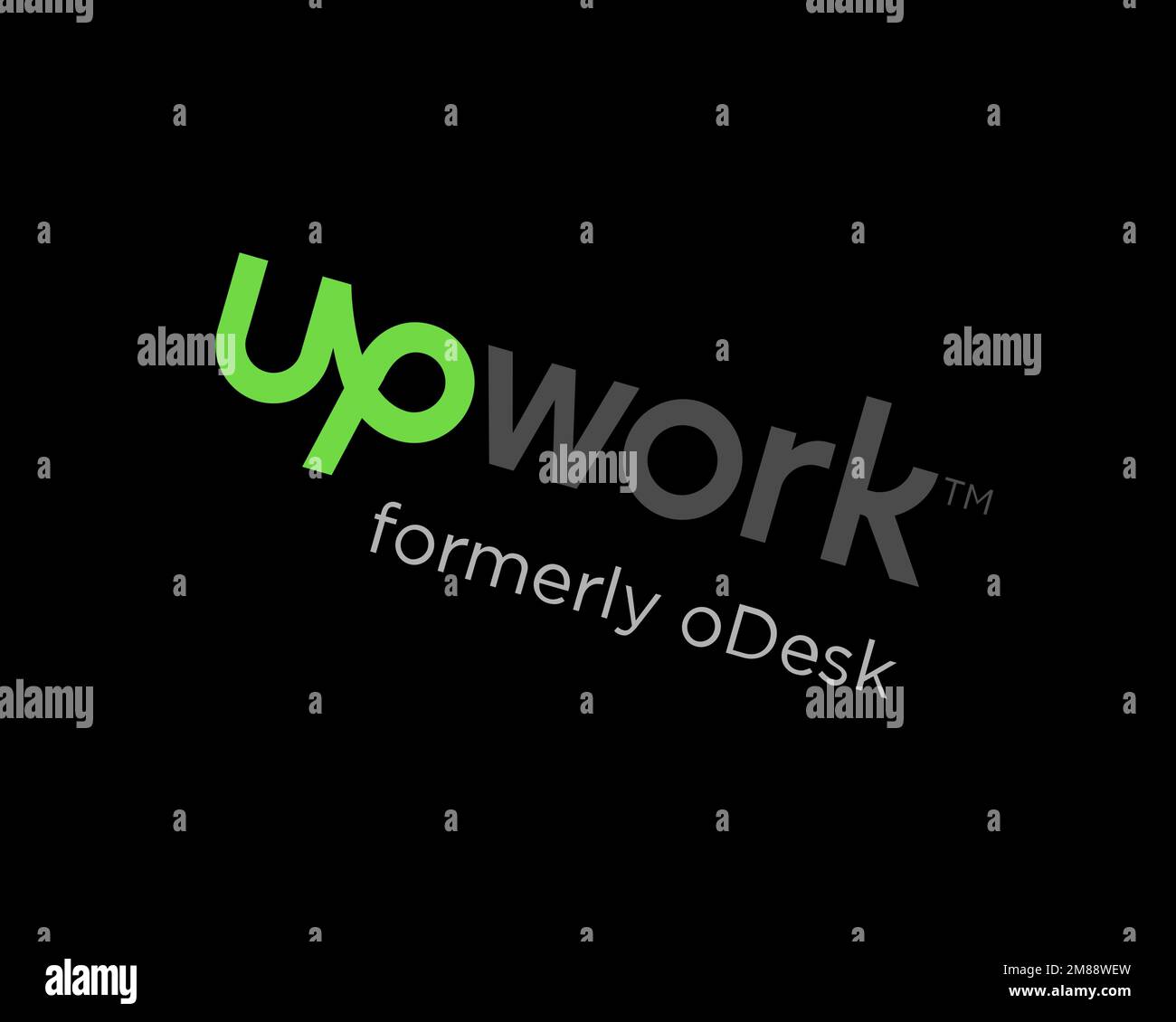 Upwork, rotated logo, black background B Stock Photo - Alamy