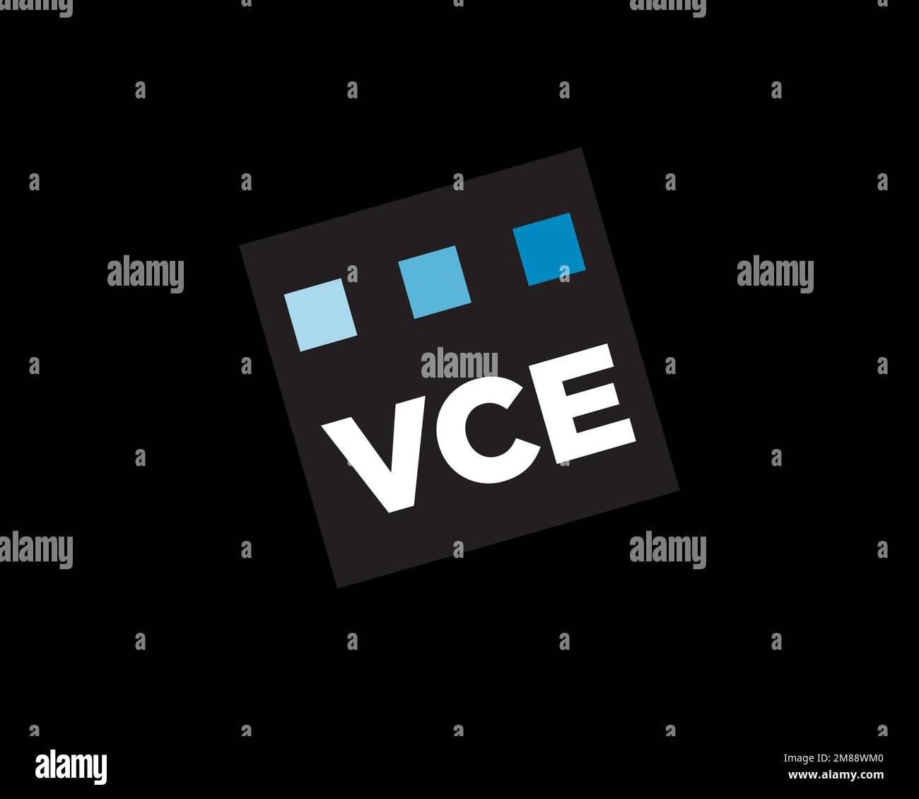 VCE company, rotated logo, black background Stock Photo - Alamy