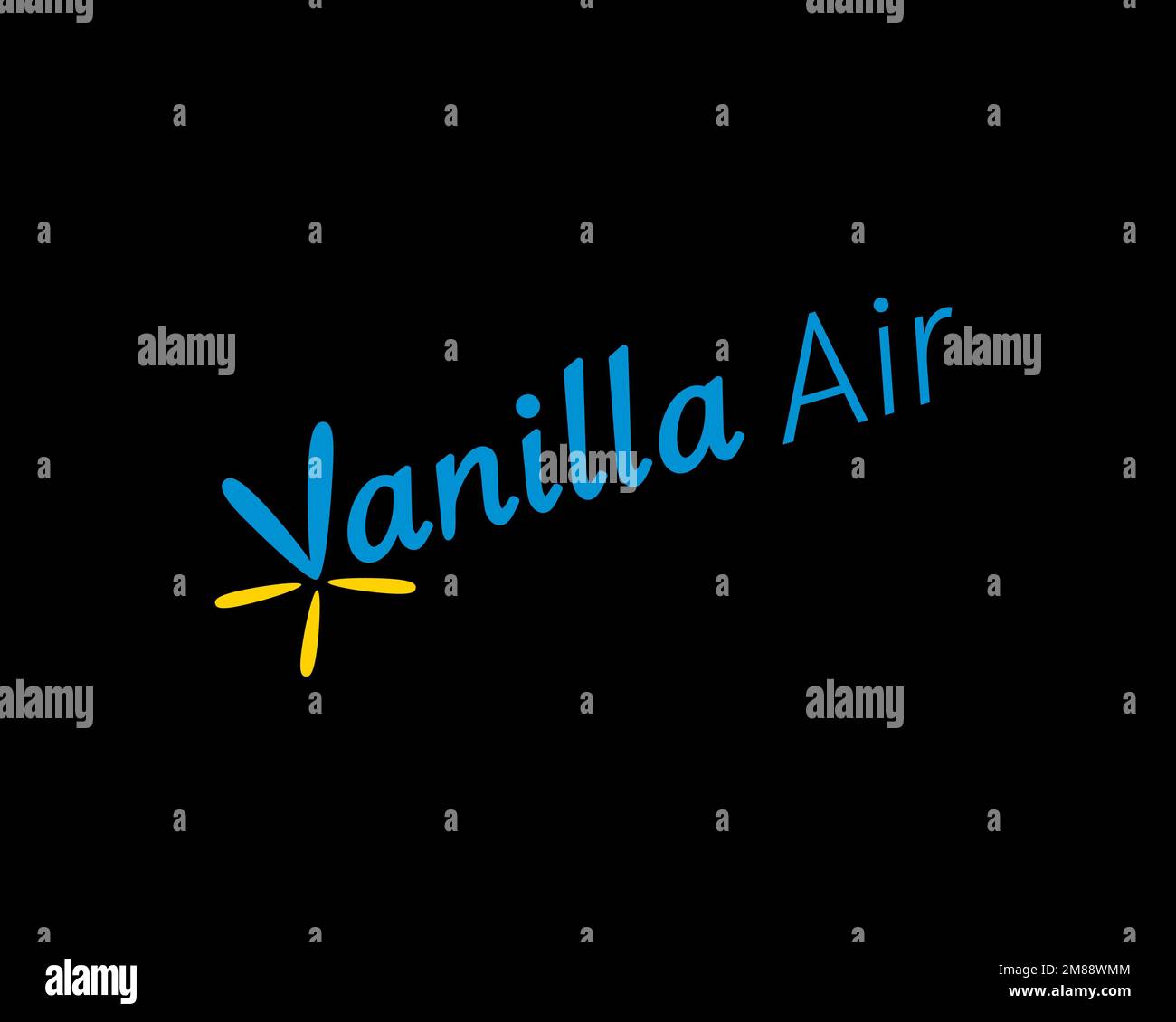 Vanilla Air, rotated logo, black background Stock Photo - Alamy
