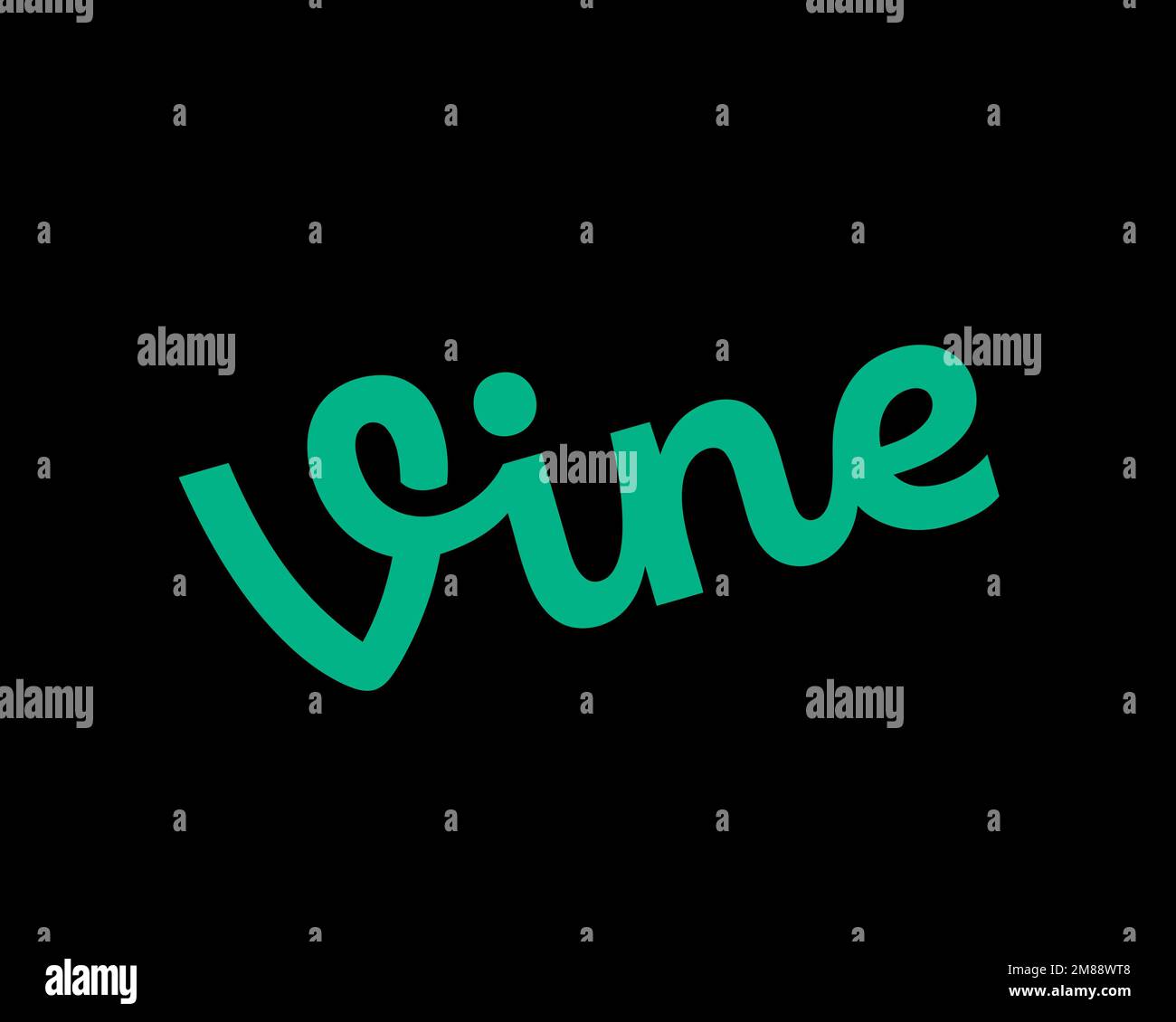 Vine service, rotated logo, black background Stock Photo - Alamy