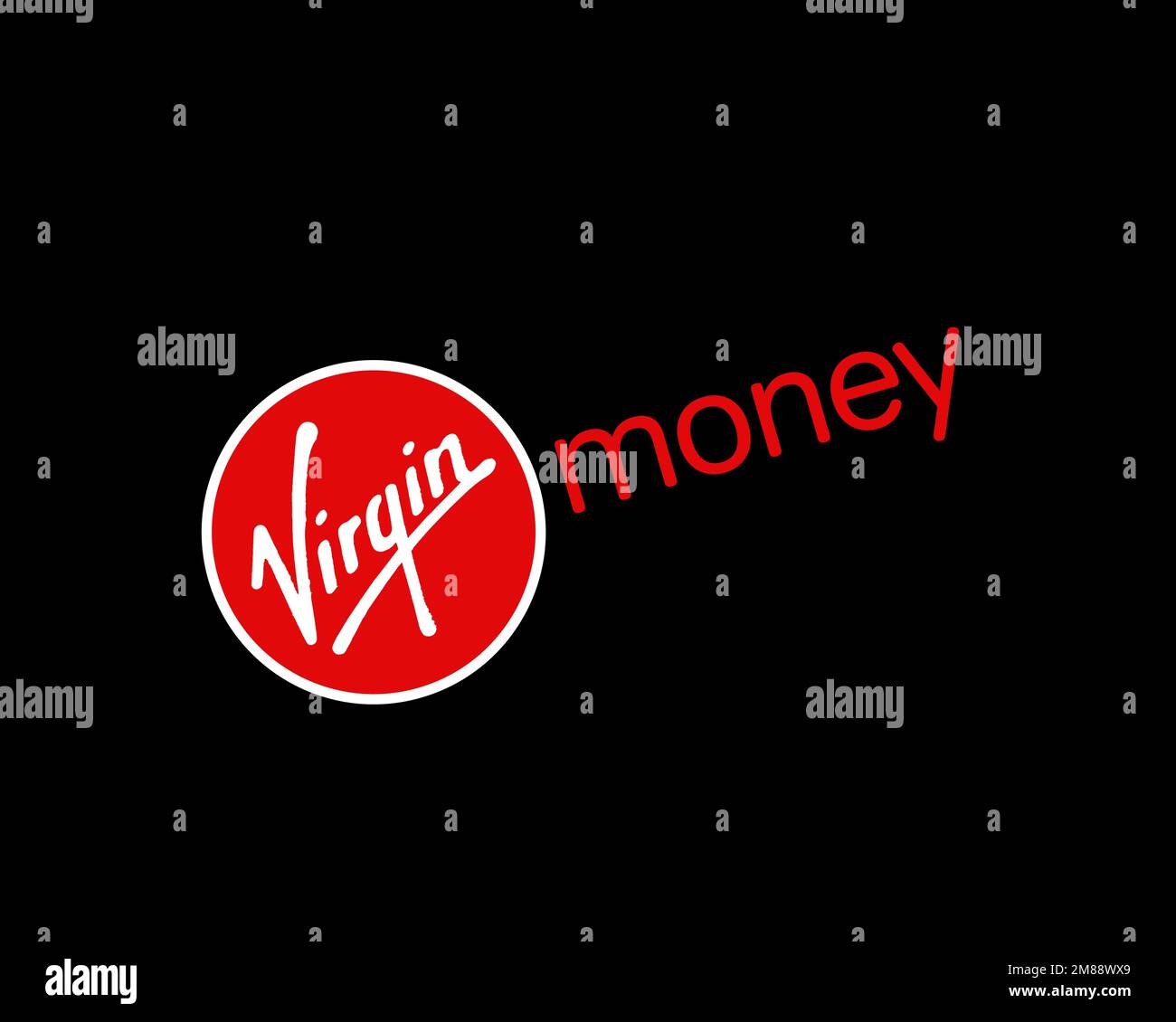 Virgin Money UK, rotated logo, black background Stock Photo - Alamy