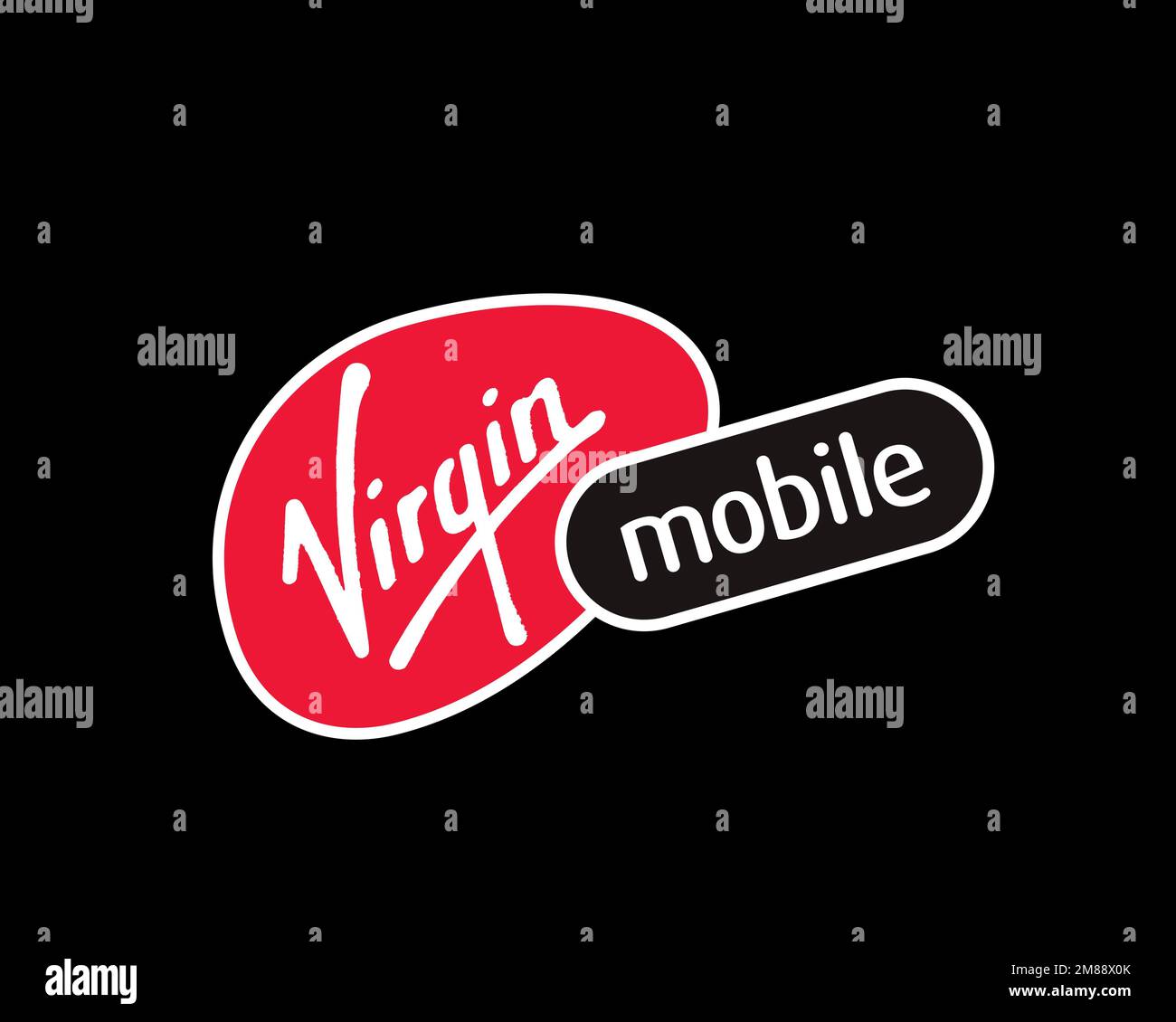 Virgin Mobile Canada, rotated logo, black background Stock Photo - Alamy