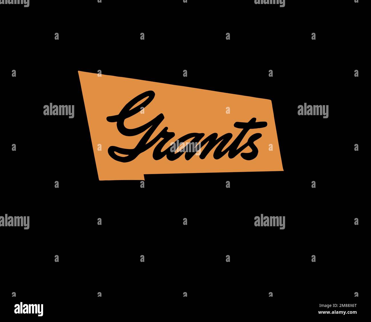 W. T. Grant, rotated logo, black background B Stock Photo - Alamy