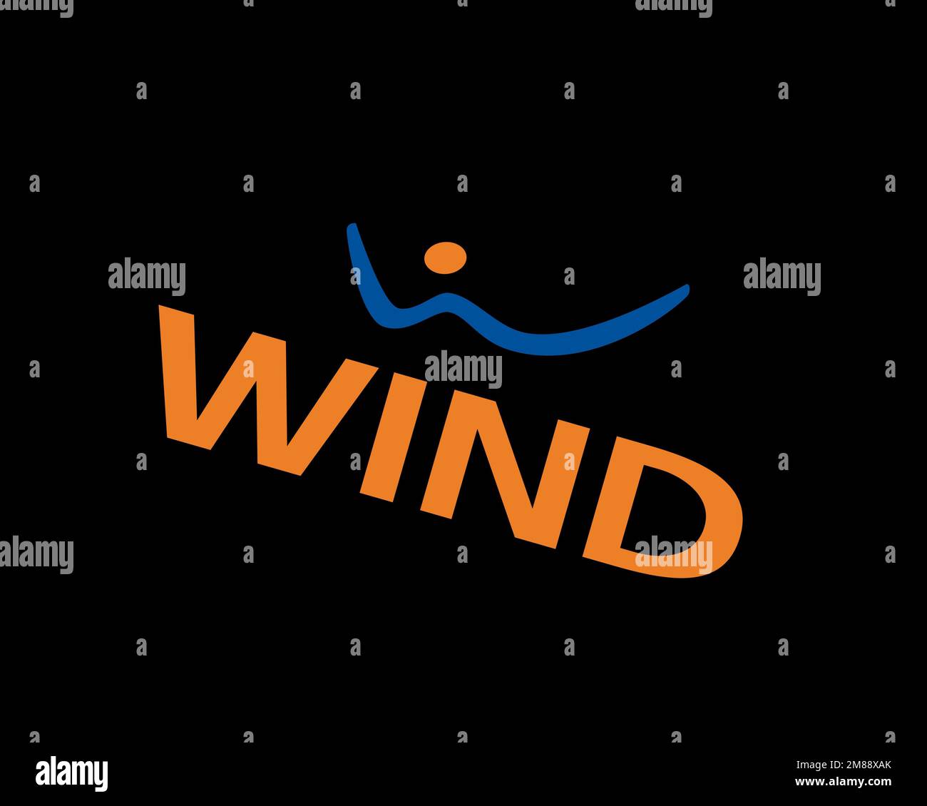WIND Italy, rotated logo, black background B Stock Photo - Alamy