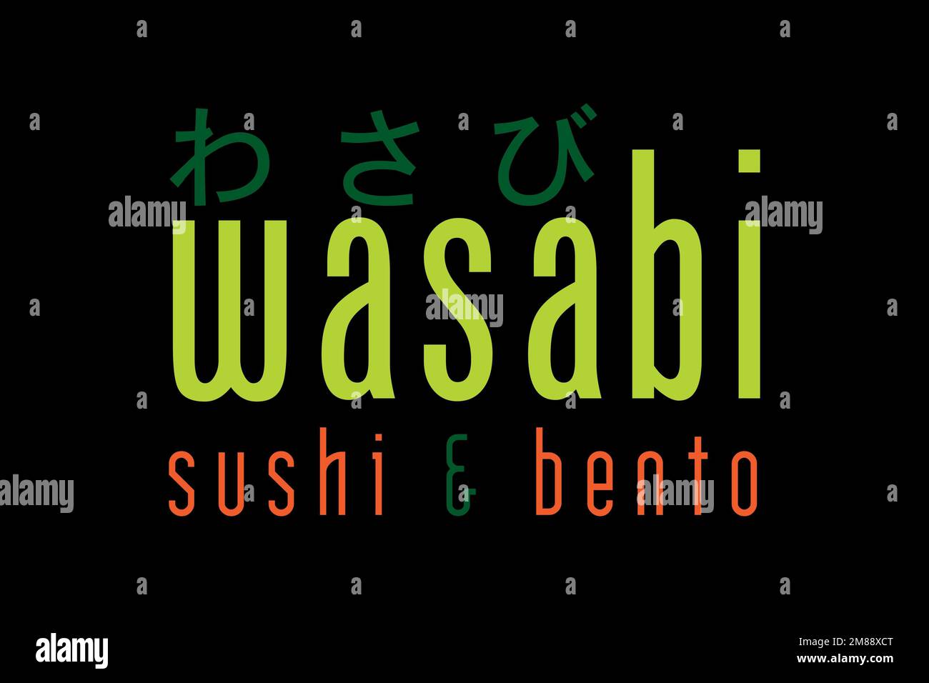 Wasabi restaurant, Logo, Black background Stock Photo - Alamy
