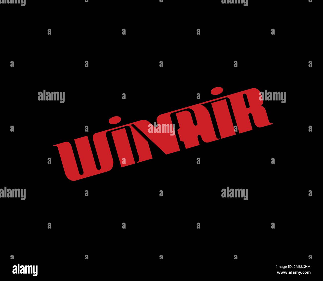 Winair, rotated logo, black background Stock Photo - Alamy
