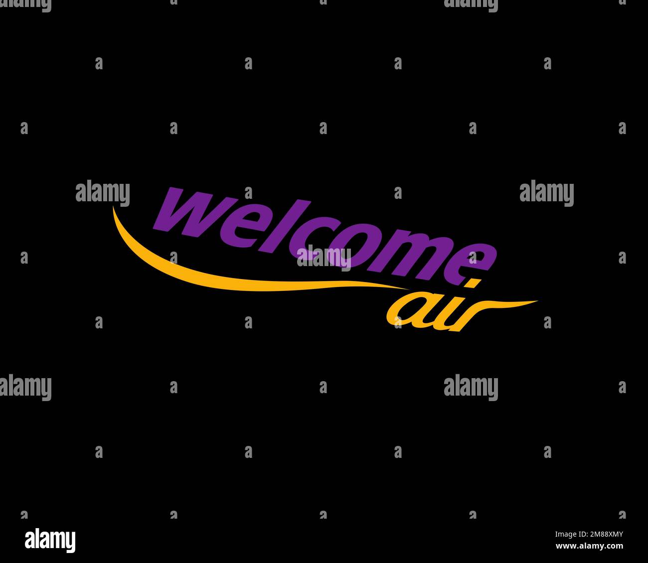 Welcome Air, rotated logo, black background B Stock Photo - Alamy