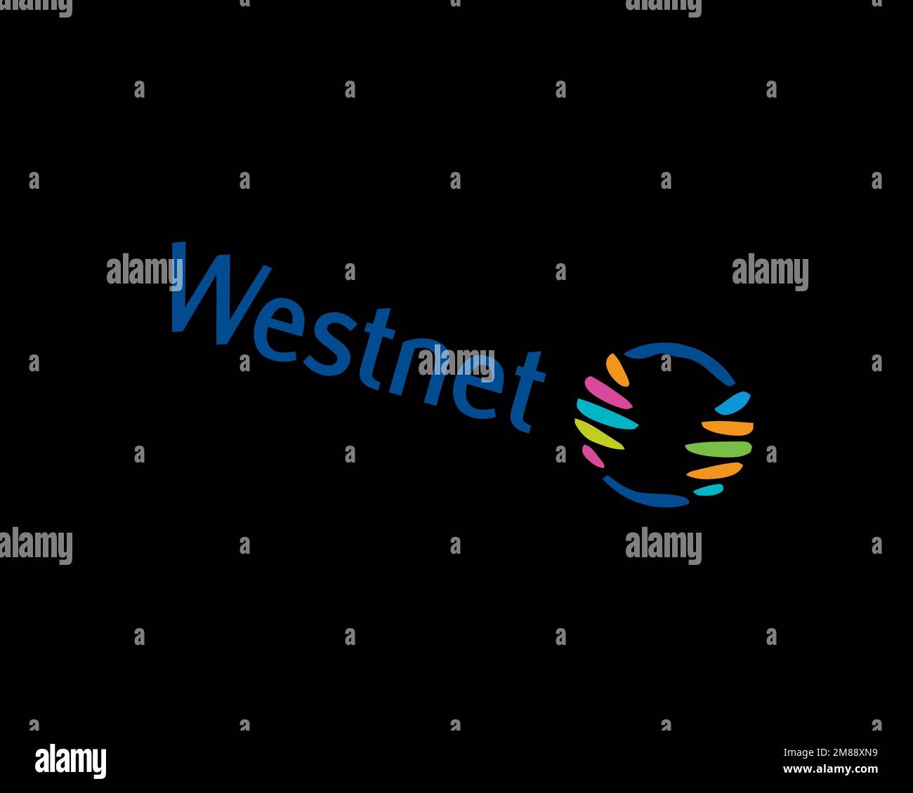 Westnet, rotated logo, black background B Stock Photo - Alamy