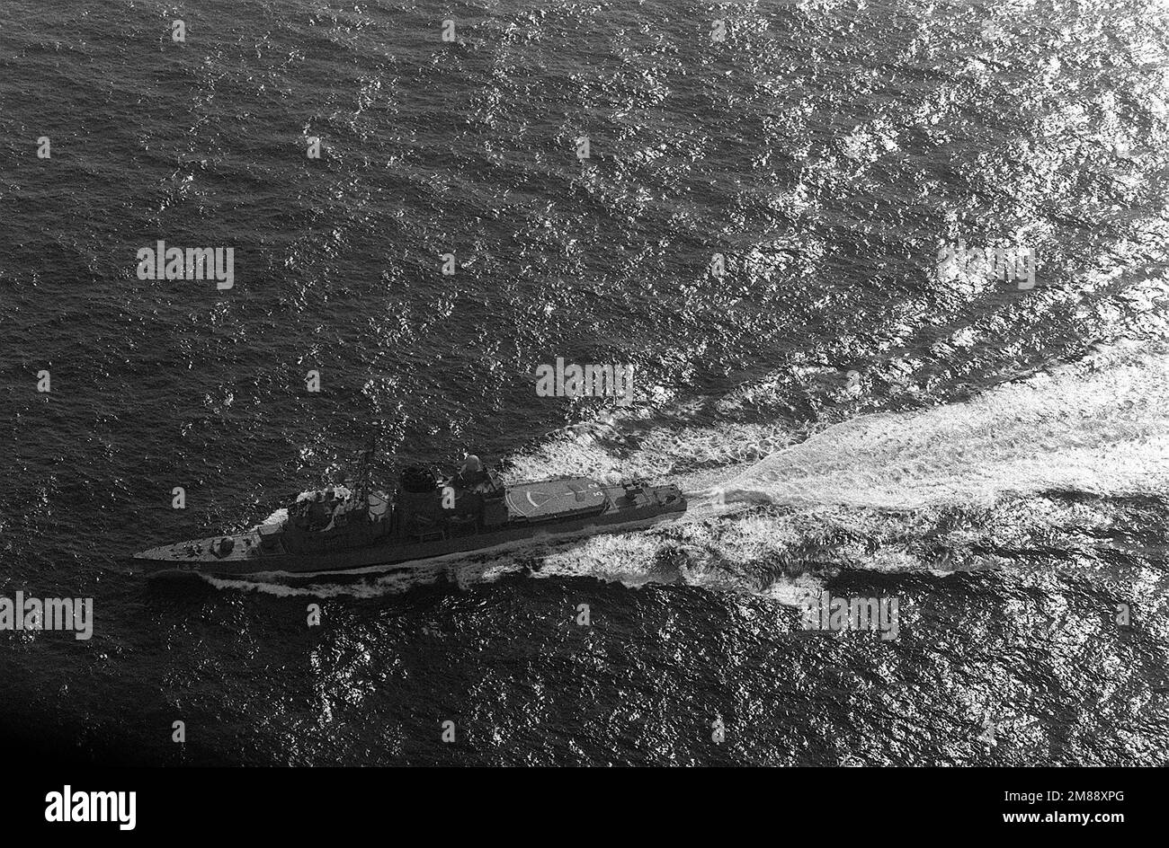 An aerial port view of the Japanese Hatsuyuki Class destroyer ASAYUKI ...