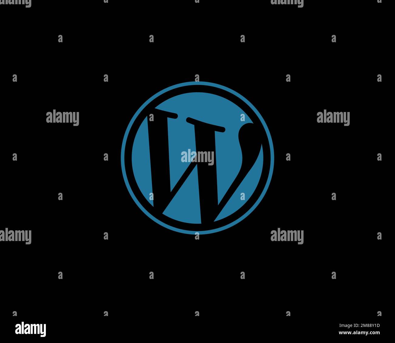 WordPress. com, rotated logo, black background B Stock Photo - Alamy
