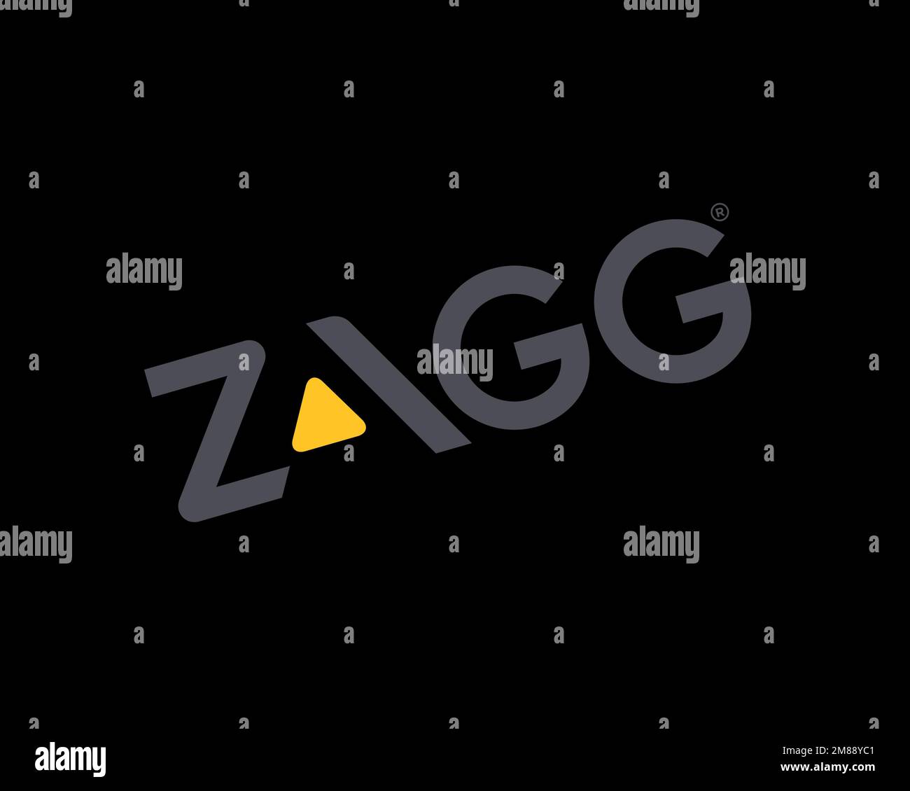 Zagg, rotated logo, black background Stock Photo - Alamy