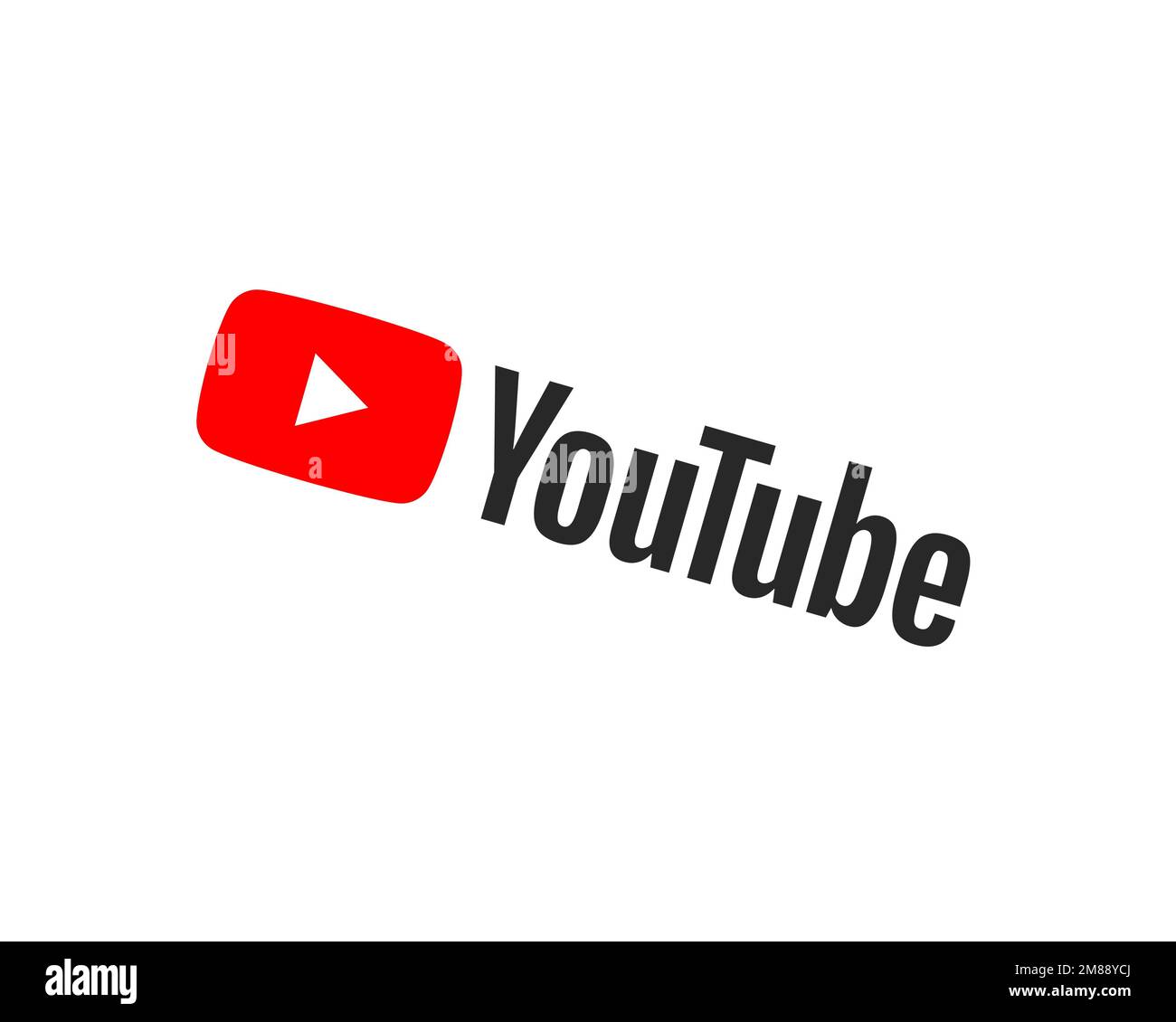 YouTube, rotated logo, white background B Stock Photo - Alamy