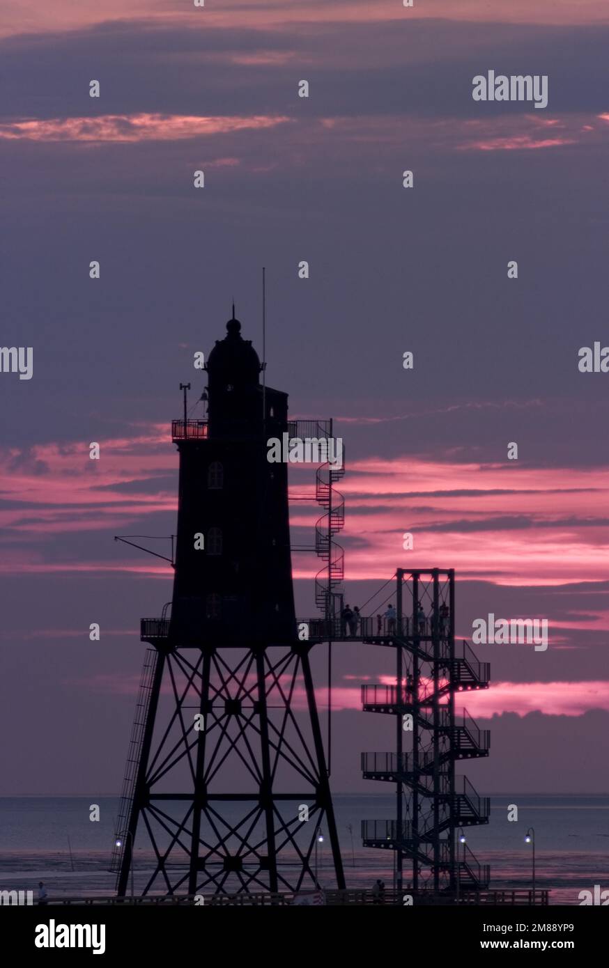 Lighthouse Obereversand in Dorum Neufeld at sunset, district of ...