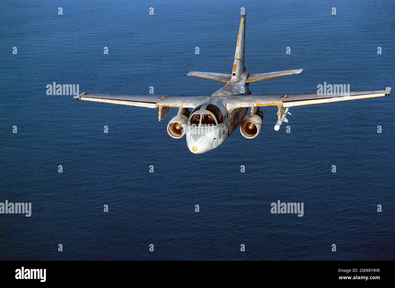 Aerial left front view of a S-3A Viking aircraft of Anti-Submarine ...