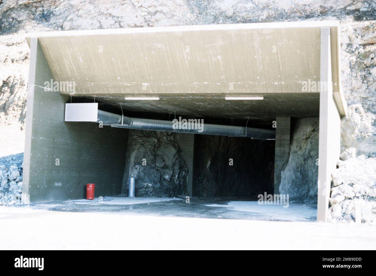 A concrete entryway leads to a pre-positioning cave used to store U.S ...