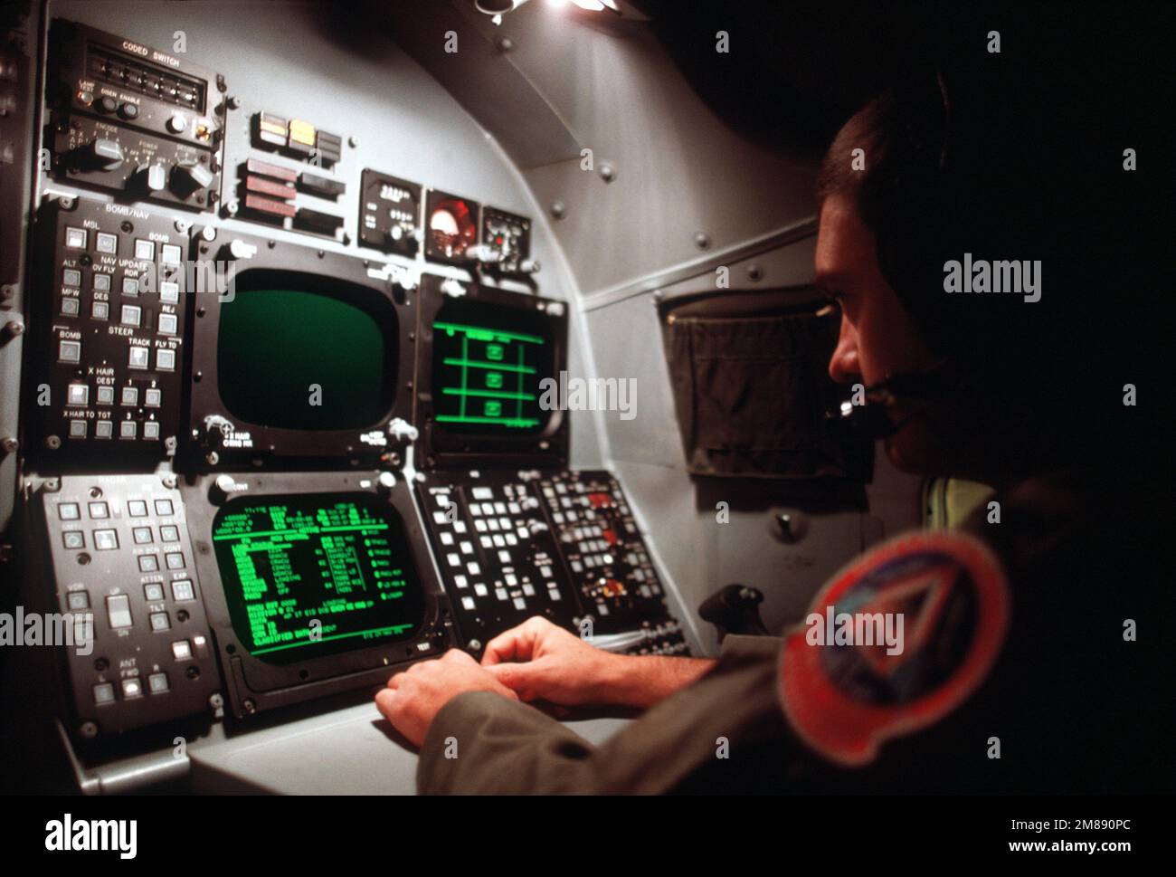 An interior view of the bombing-navigation console of a B-18 bomber ...