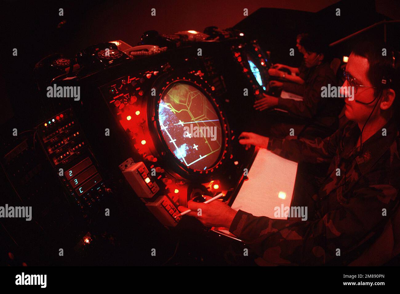 An Air Force officer monitors a radar screen. Country: Unknown Stock ...