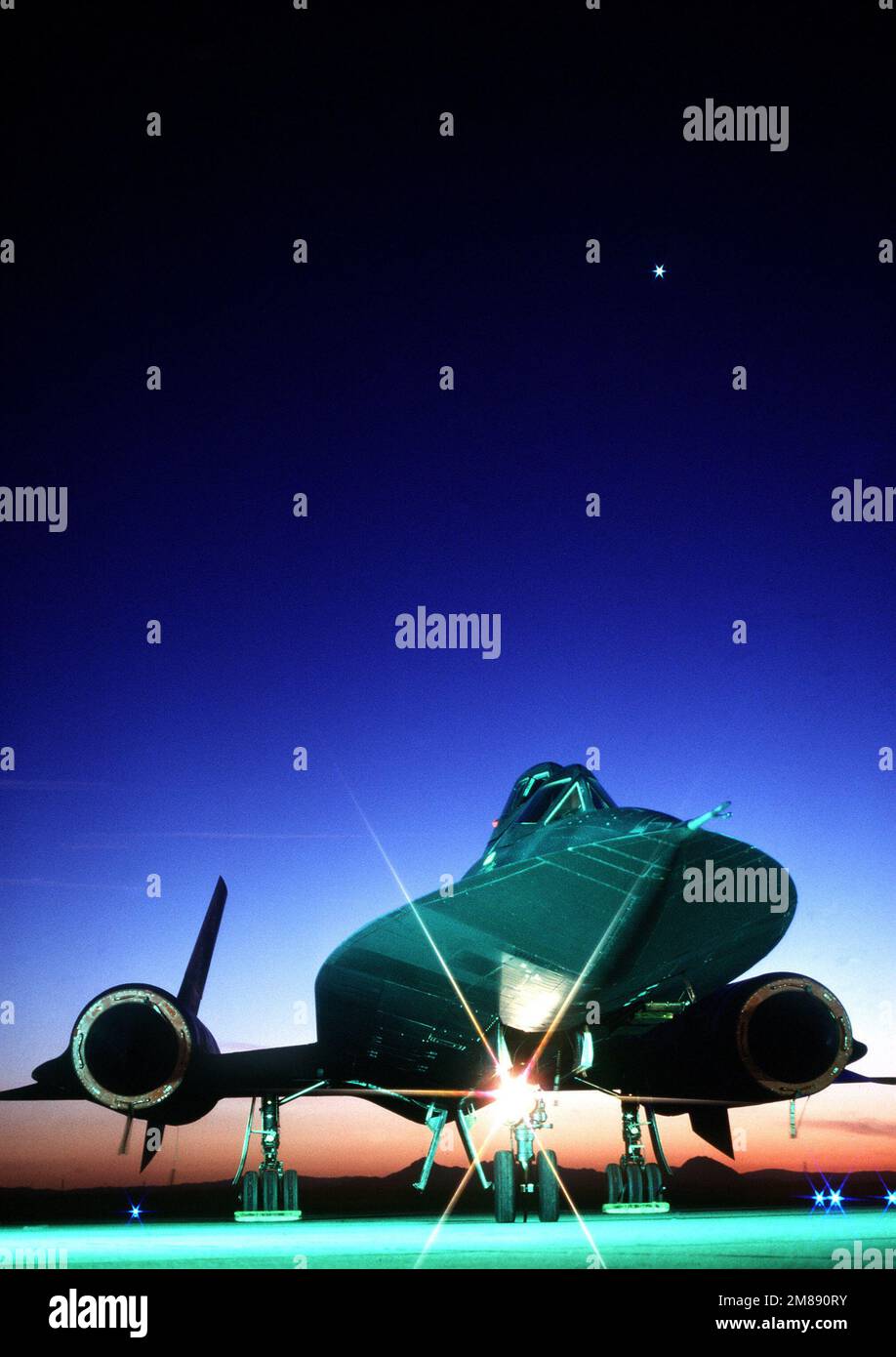 A right front view of an SR-71B aircraft on the ground. Country ...