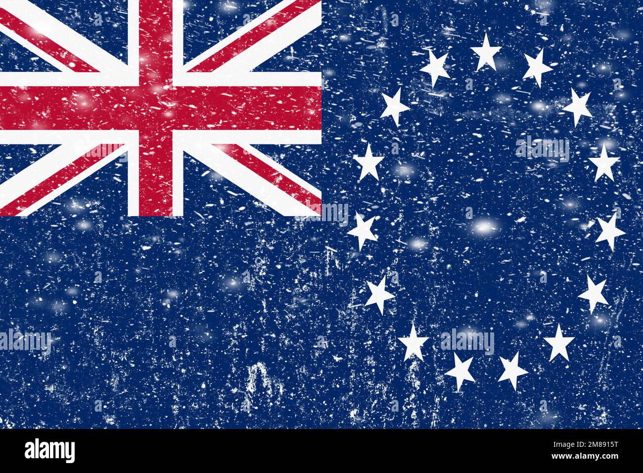 New concept Cook Islands flag White messy wall stucco texture ...