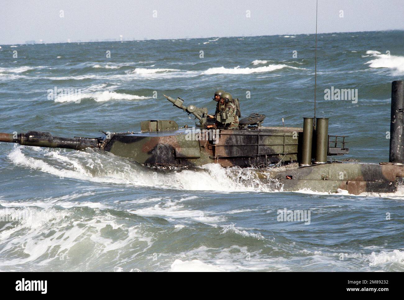 Naval Amphibious Base. A left side view of a Marine M-1A1 main battle ...