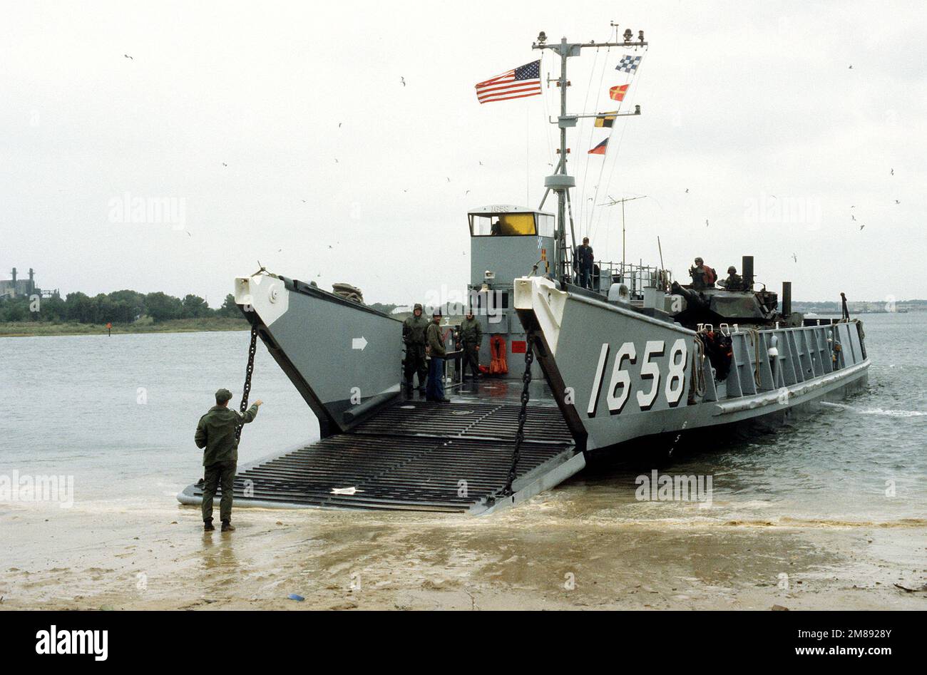 Naval Amphibious Base. A port bow view of utility landing craft LCU ...
