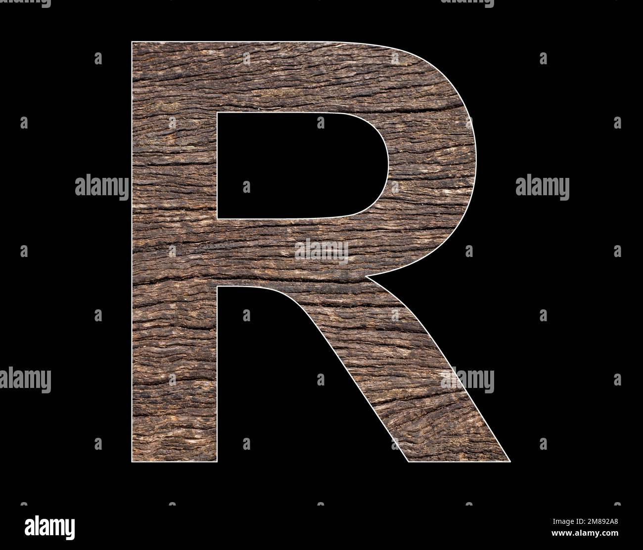 Uppercase letter R of the alphabet - Rustic tree cortex texture Stock ...