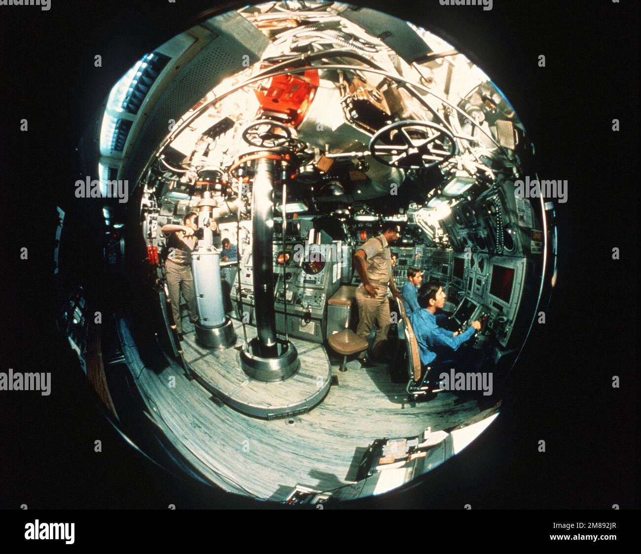 A wide-angle view of the control center on the nuclear-powered fleet ...