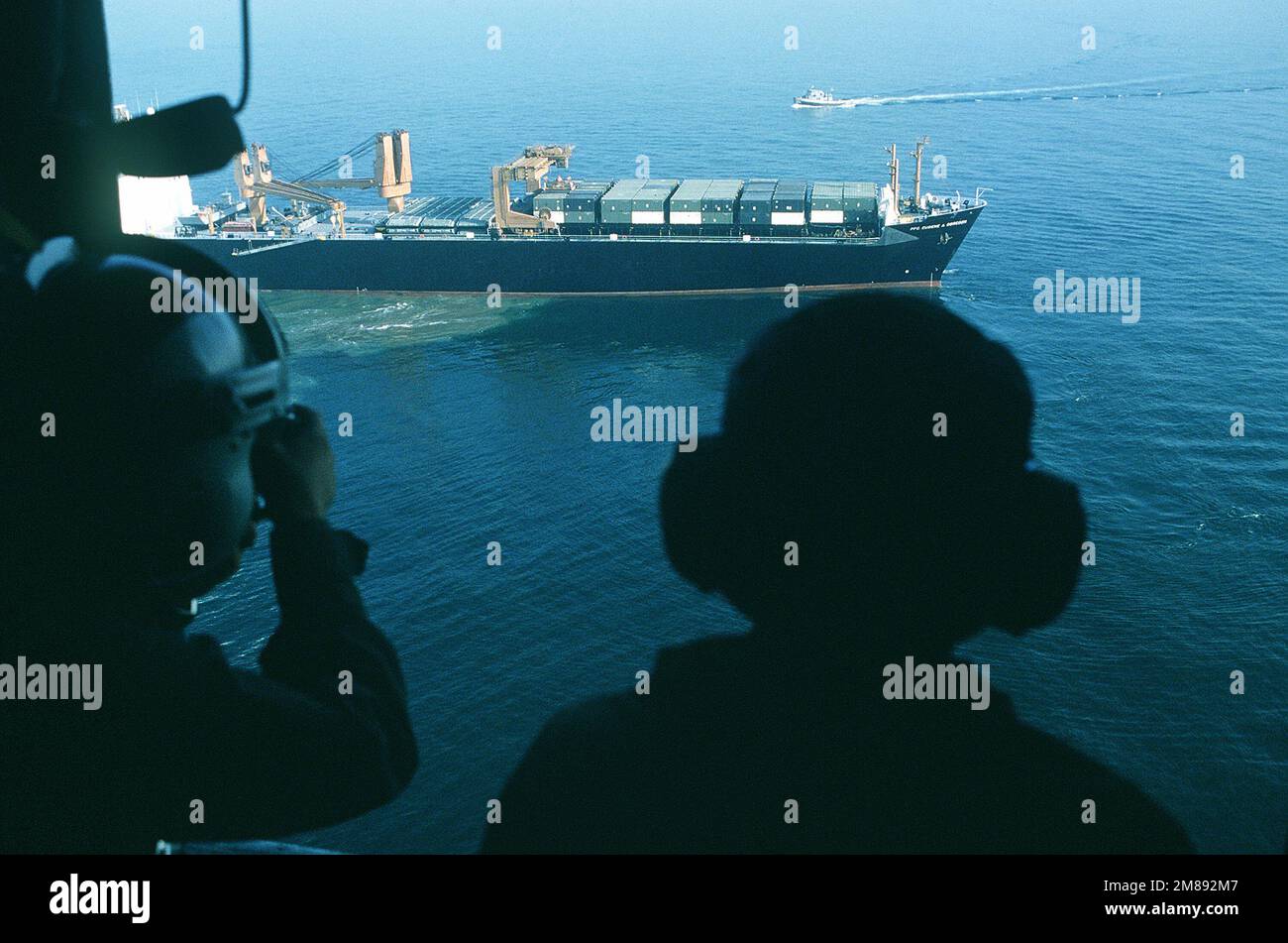 An aerial starboard beam view of the Maritime Pre-positioning Ship SS ...