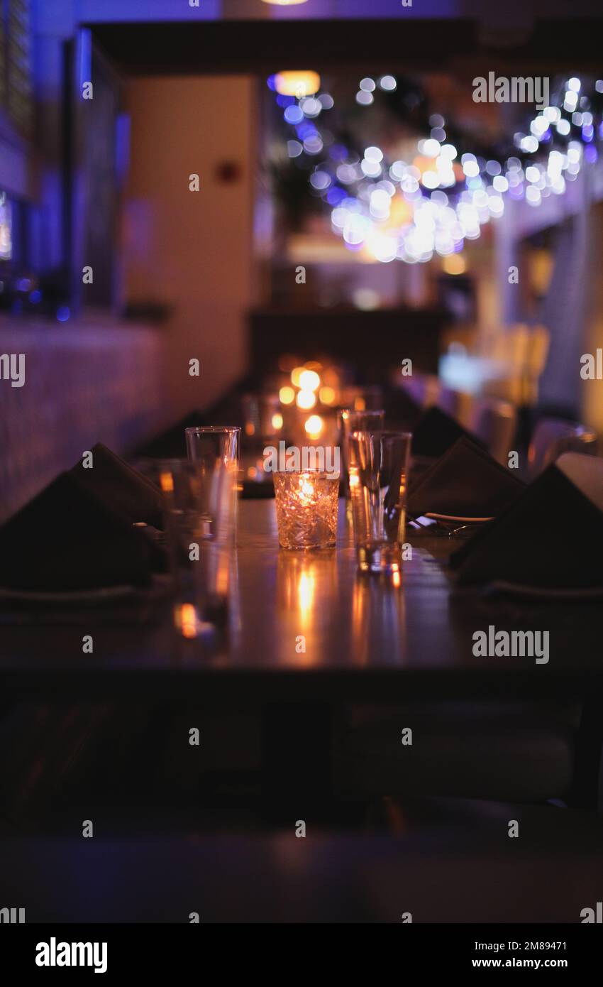 Two glass, dinner, table, night hi-res stock photography and images - Alamy