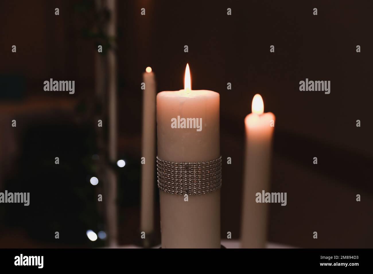 candle night dinner glass evening romantic alone table restaurant Stock ...