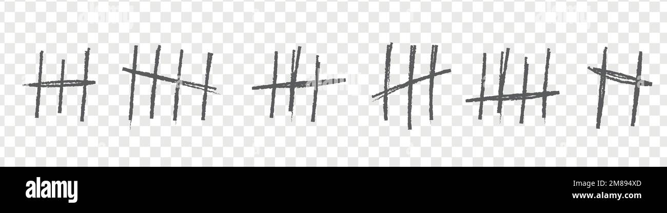 Tally mark for count. Slash line brush. Simple sketch on the wall ...